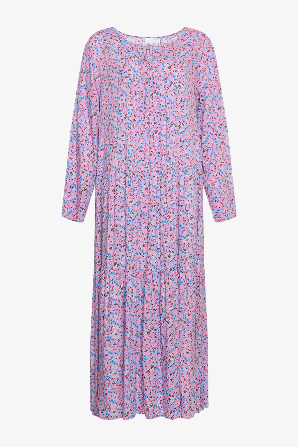 Imogen Long Dress Pink/Blue Flower – Noellafashion.nl